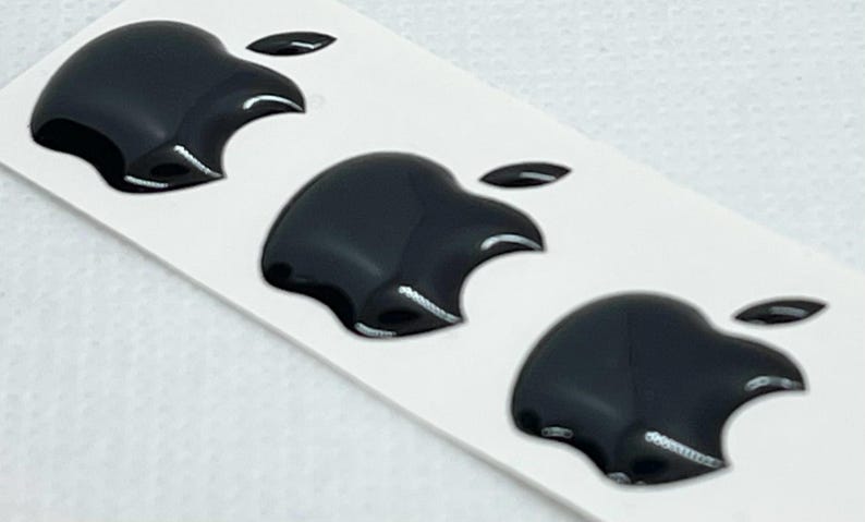 3D Domed Apple Logo Sticker: Iphone, Ipad, Imac Decal (12x16mm, Black ...