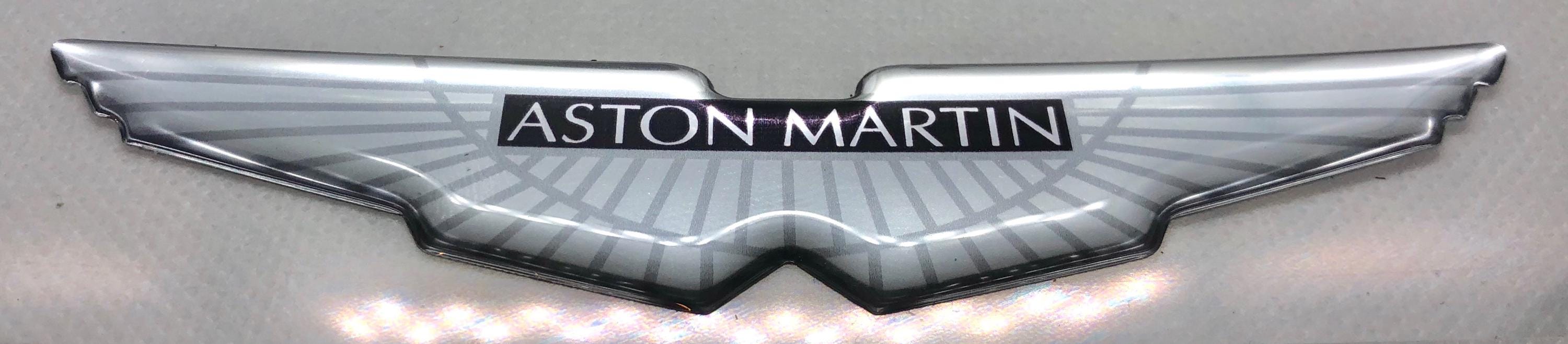 Aston Martin Logo 3D Domed Gel Sticker: Silver & Black Fender Decal ...