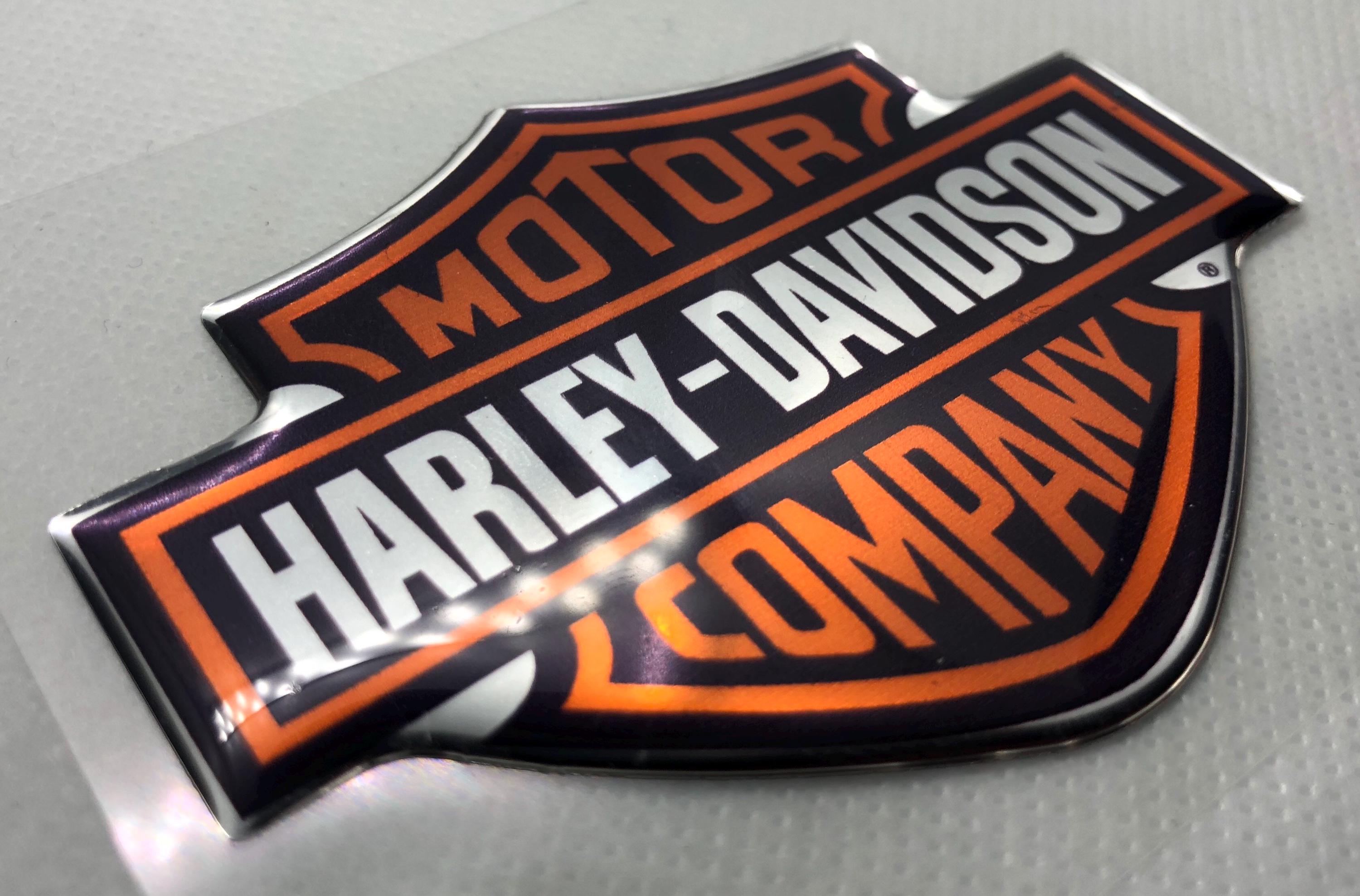 3D Domed American Motorcycle Logo Sticker: Chrome Black/orange Decal ...