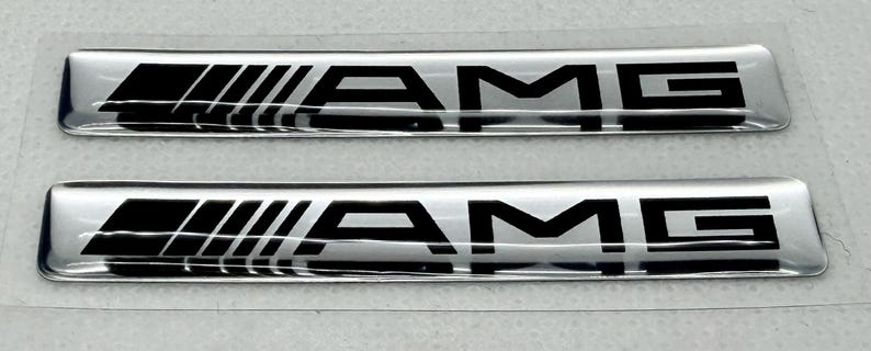 AMG 3D Domed Gel Decal, 60x10mm Chrome Black , Car Emblem for Fender ...