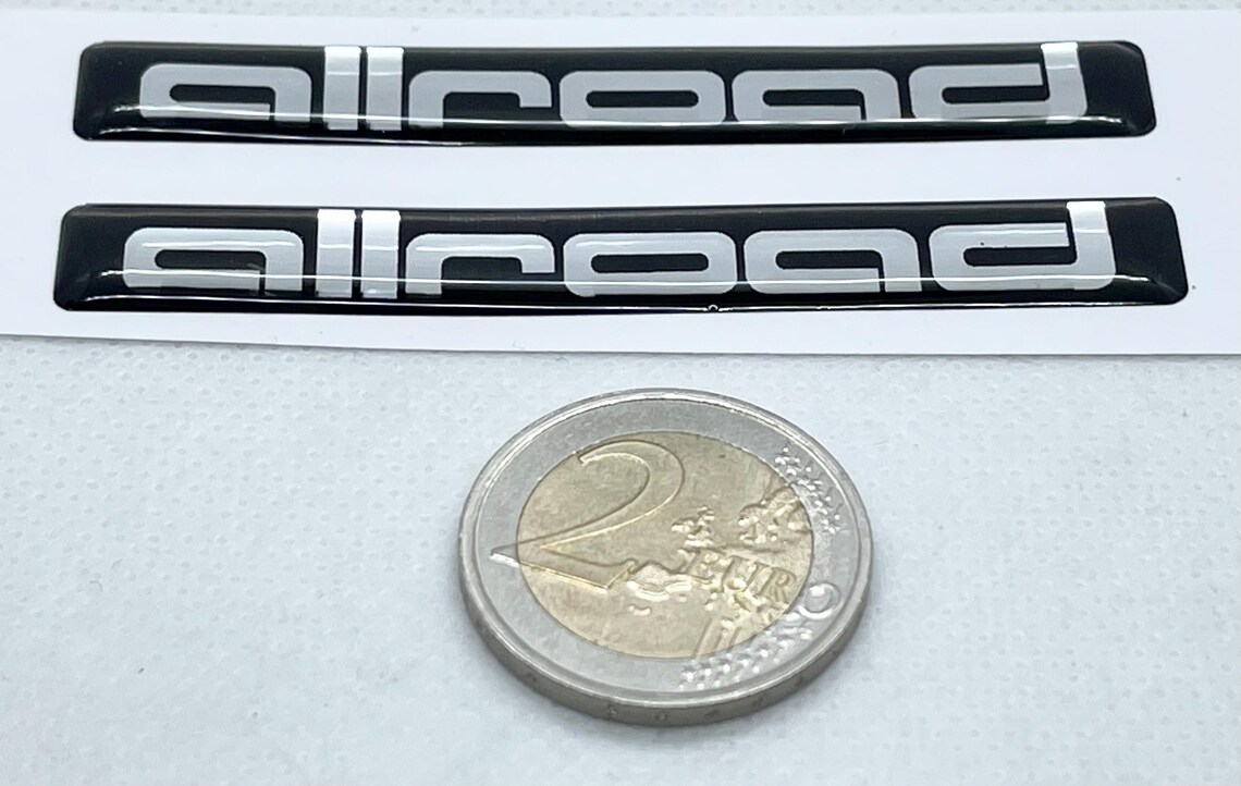 Audi Allroad 3D Domed Emblem Decals - Black & Silver (76x10mm) - Set of ...