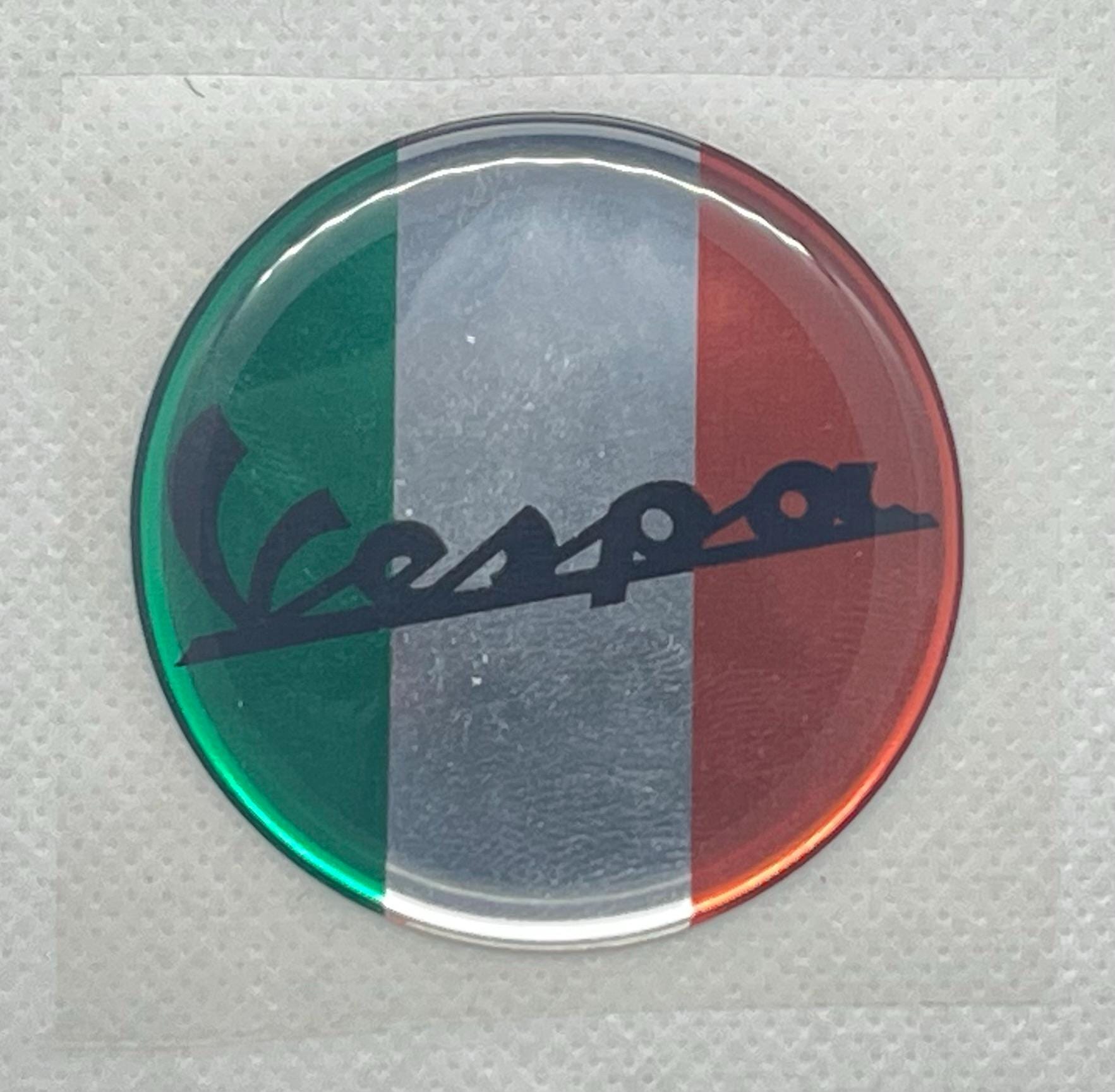 VESPA Sticker - 50mm 3D Domed Gel Motorcycle Badge, Green Chrome Red ...
