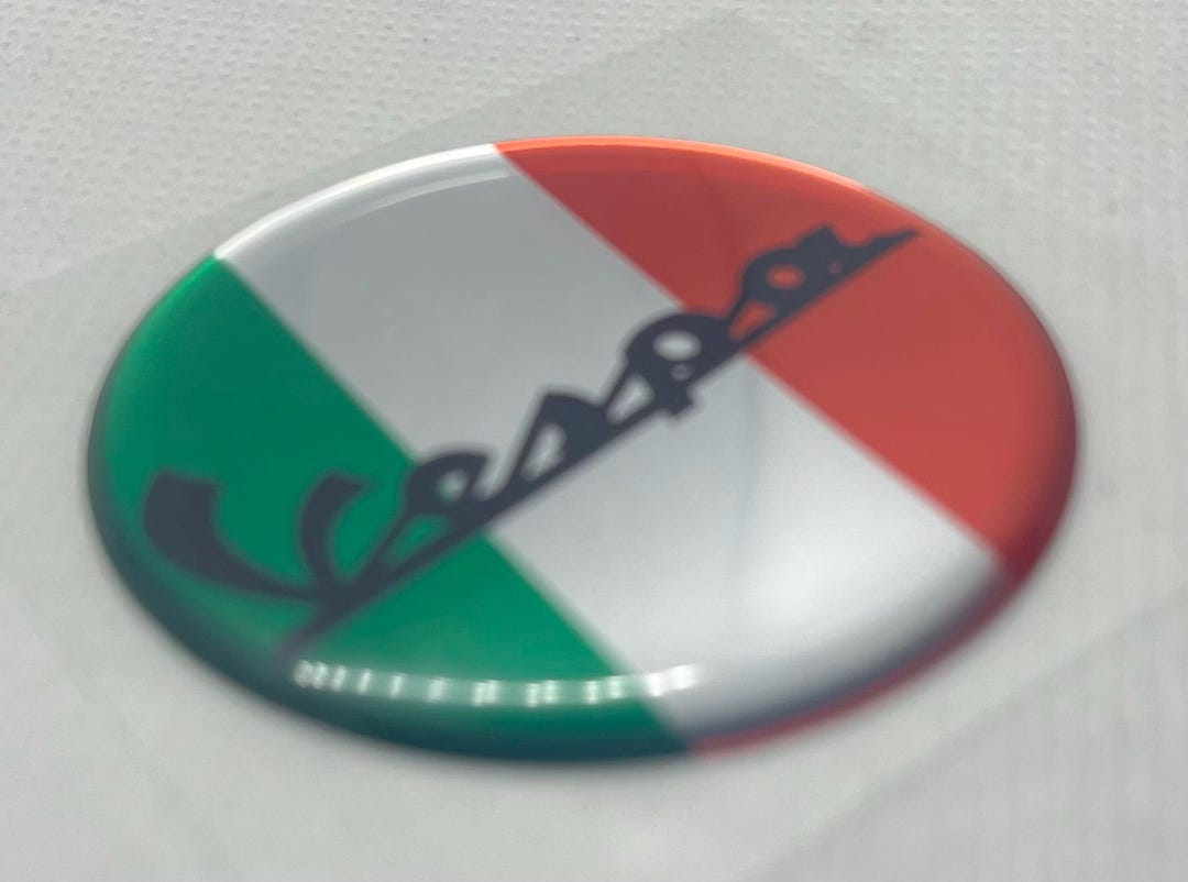 VESPA Logo Sticker - 50mm 3D Domed Gel Motorcycle Badge, Green Chrome ...