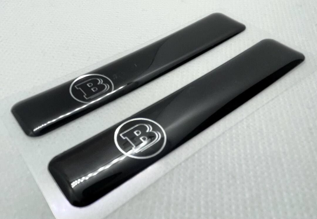 Brabus 3D Domed Gel Stickers Chrome Black Car Emblems (2-pack) 82x15mm ...