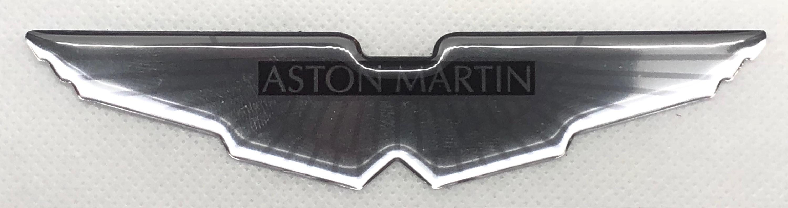 Aston Martin 3D Domed Gel Sticker: Chrome Black Fender Decal (120x26mm ...