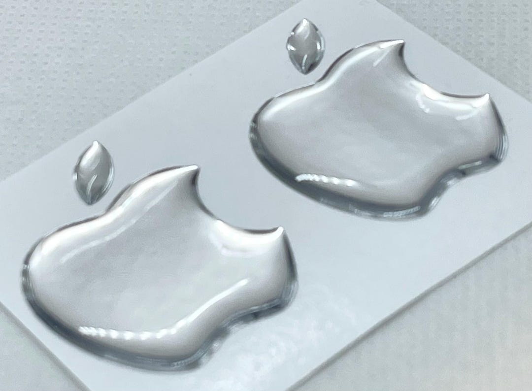 2 Pcs of Medium 3D Apple Domed Sticker for iPhone or iPad Imac. Size ...