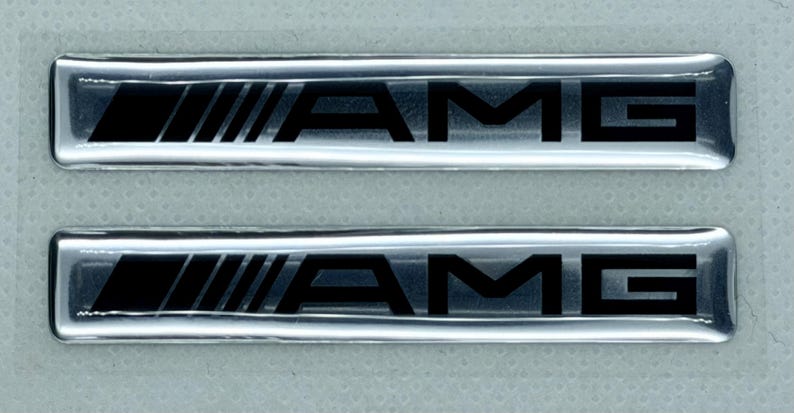 AMG 3D Domed Gel Decal, 60x10mm Chrome Black , Car Emblem for Fender ...