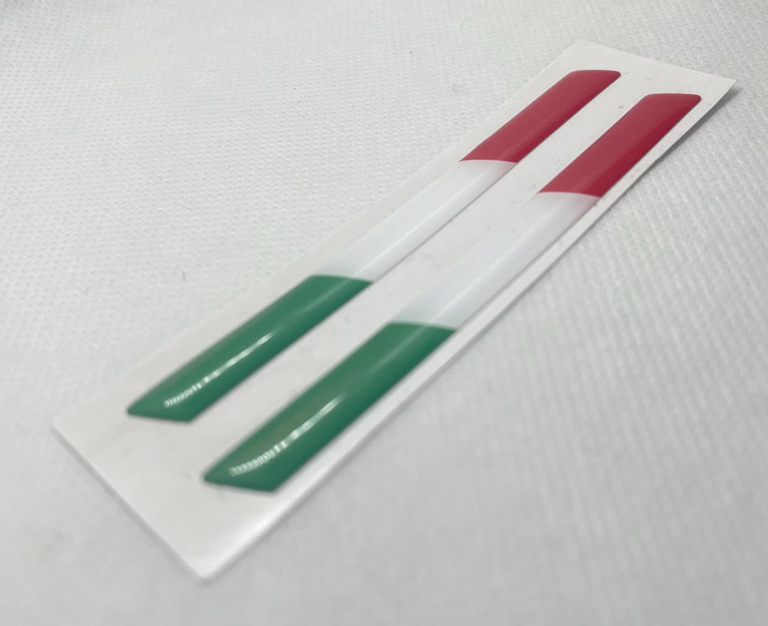 3D Domed Italian Flag Decal Set: Car & Bike Emblem (97x8mm ...