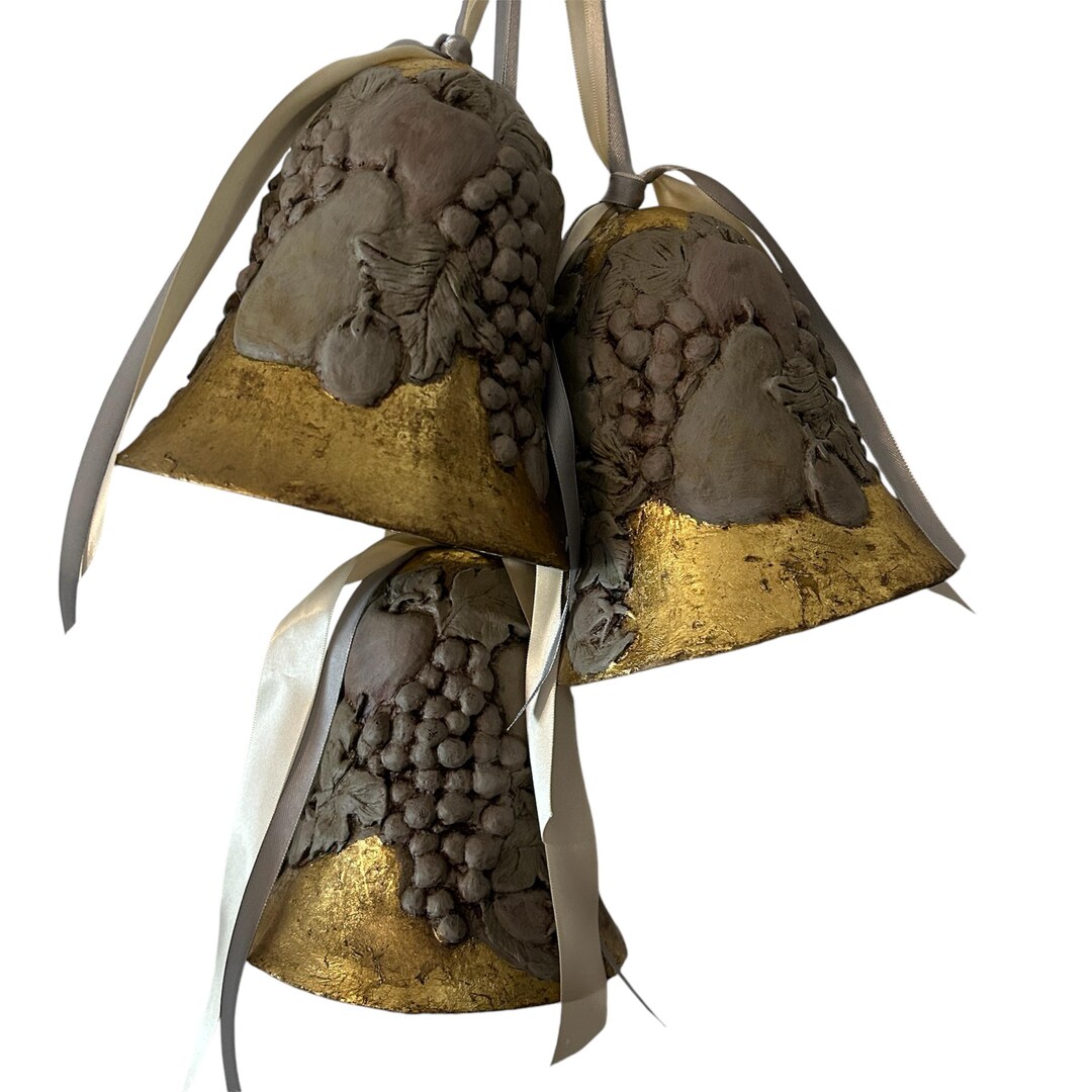 Set of 3 Gold Paper Mache Bells - Etsy