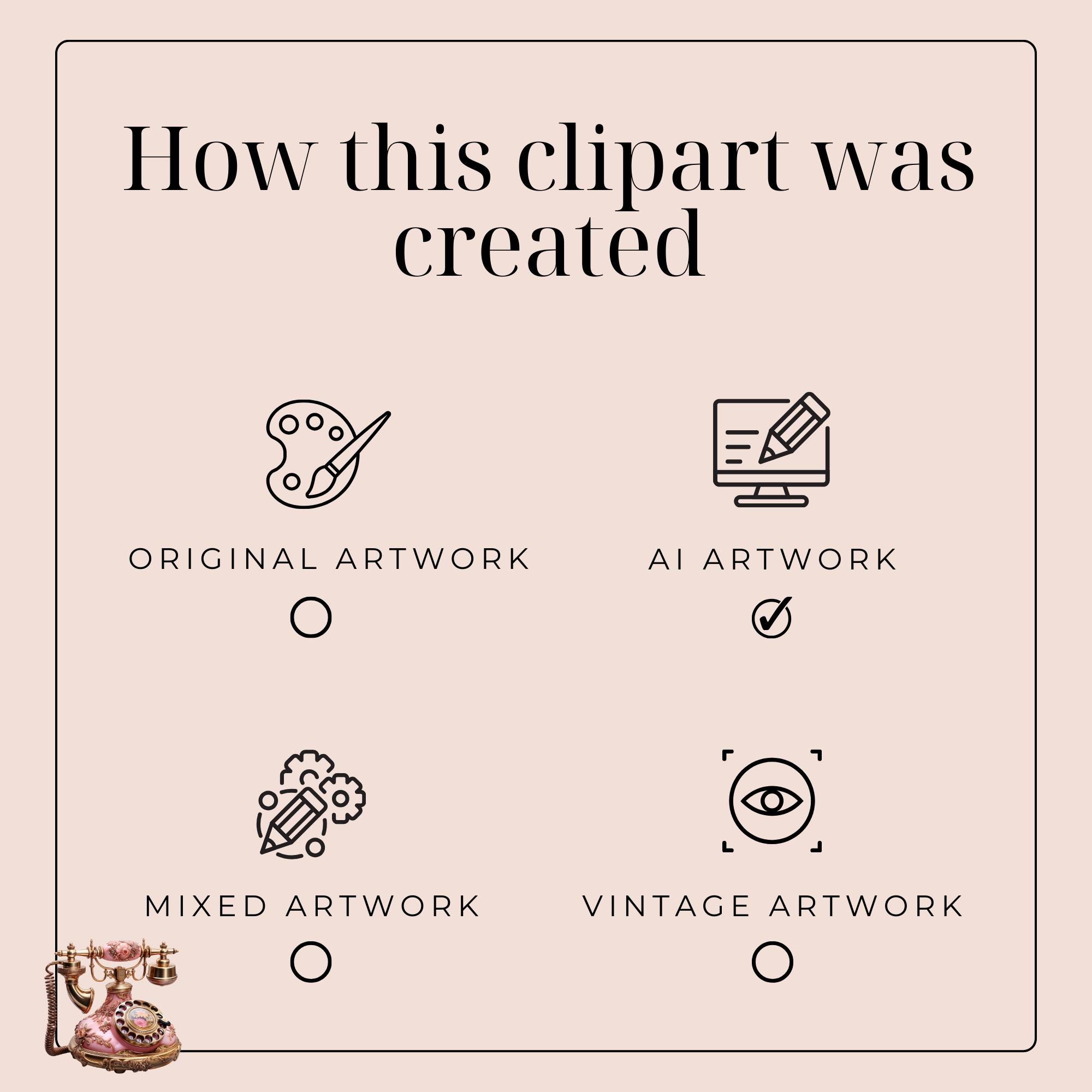 Victorian Pink Telephone Clipart – 1 PNG Watercolor for Junk Journals ...