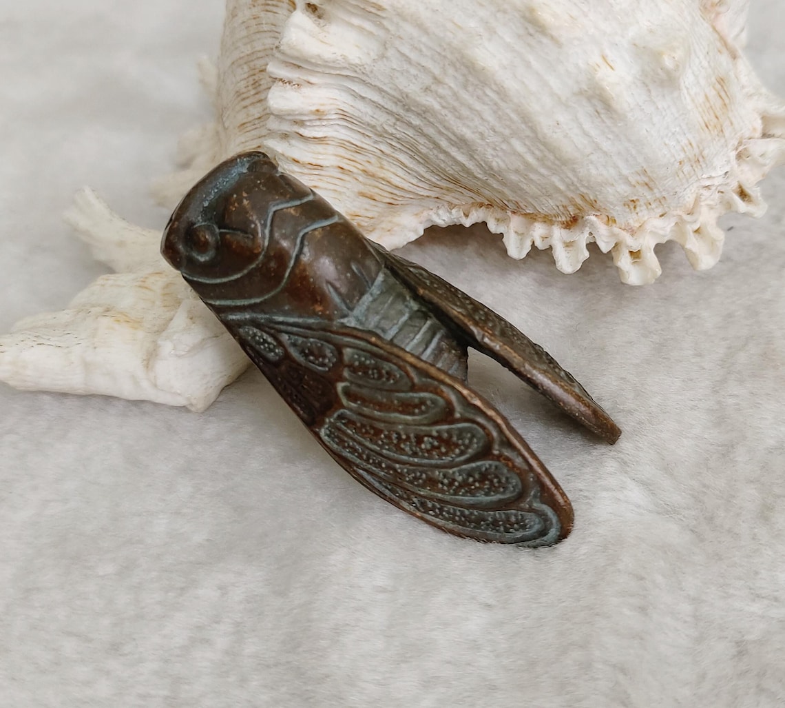 Vintage Bronze Handmade Cicada Statue - Etsy