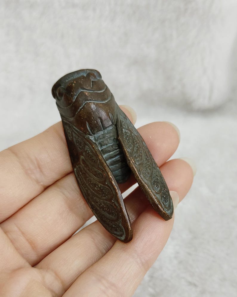 Vintage Bronze Handmade Cicada Statue - Etsy