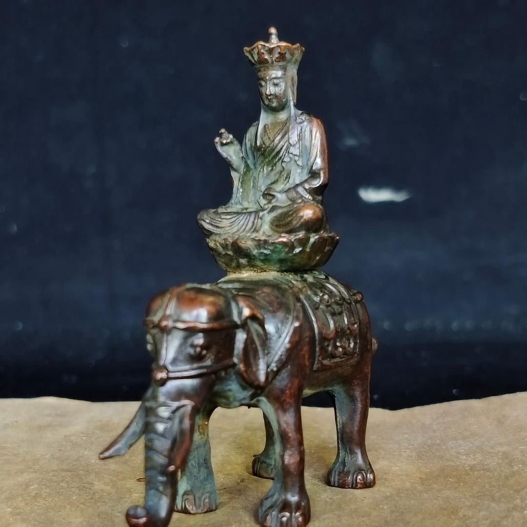 Vintage Bronze Carved Puxian Buddha Tea Pet Statue, Feng Shui Statue - Etsy