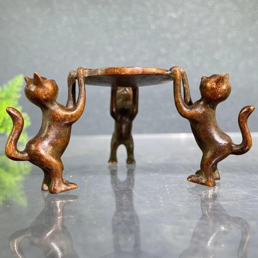 Handmade Bronze Cat Tea Pet Statue: Chinese Teaware Decoration - Etsy