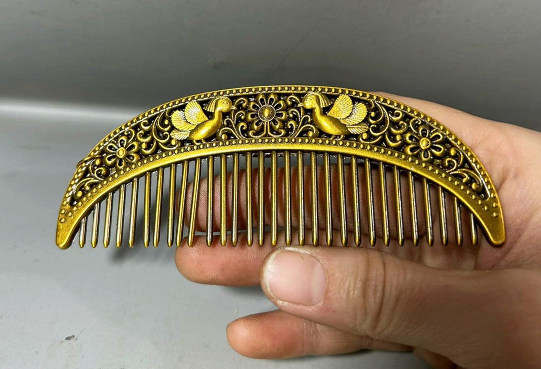 Vintage Brass Carved Comb - Etsy