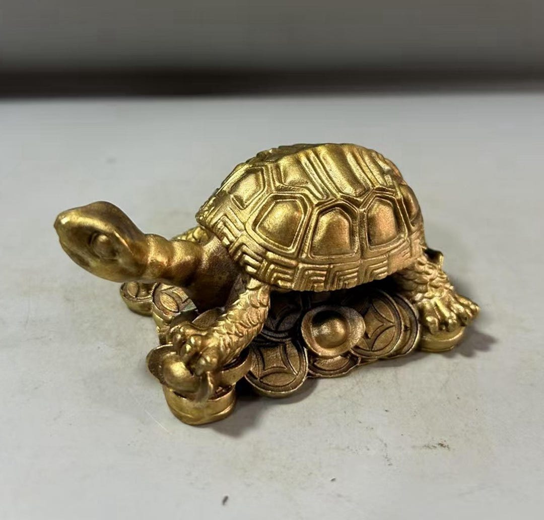 Vintage Brass Carved Turtle Statue: Tea Pet, Feng Shui Decor - Etsy