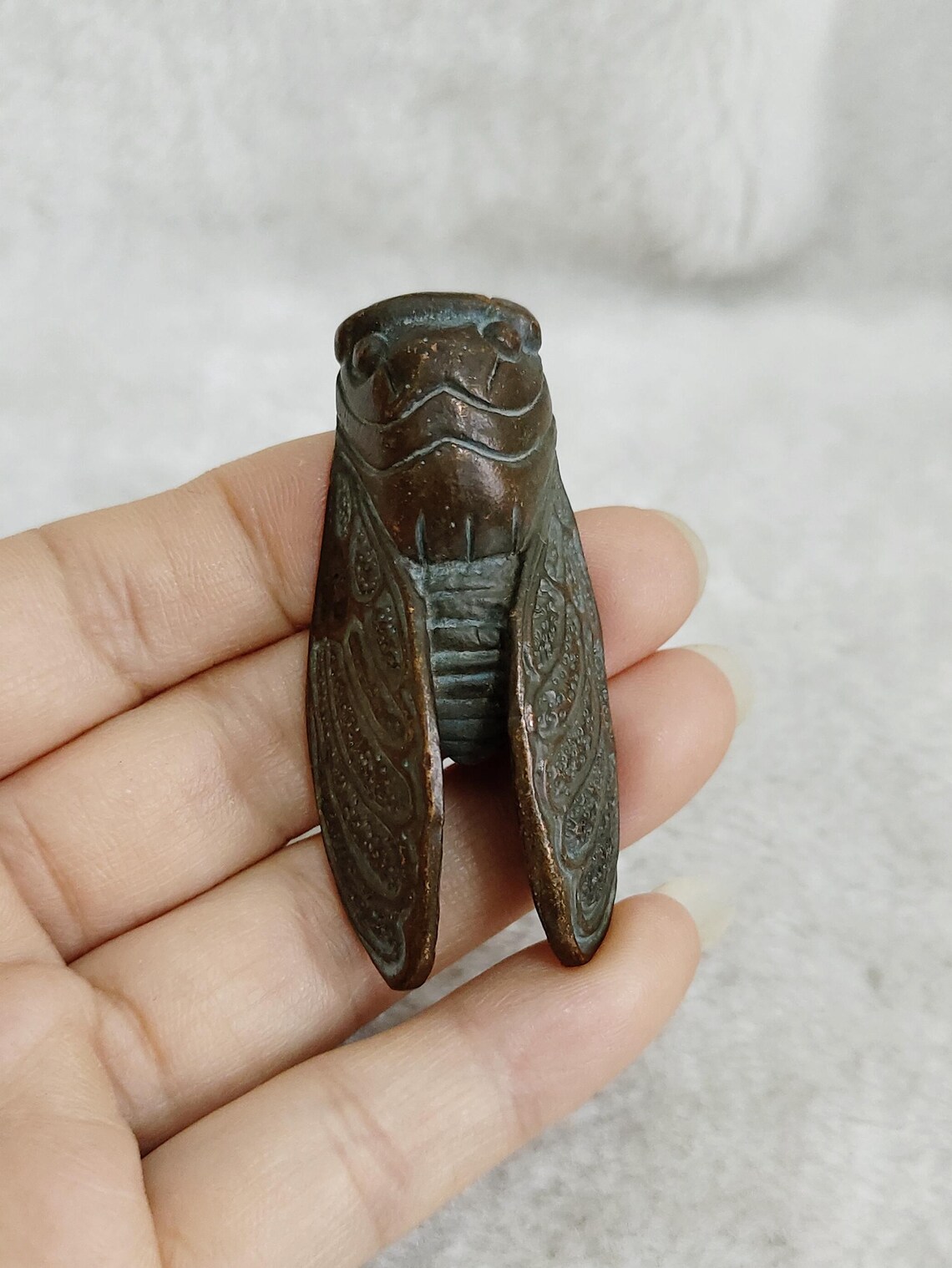 Vintage Bronze Handmade Cicada Statue - Etsy