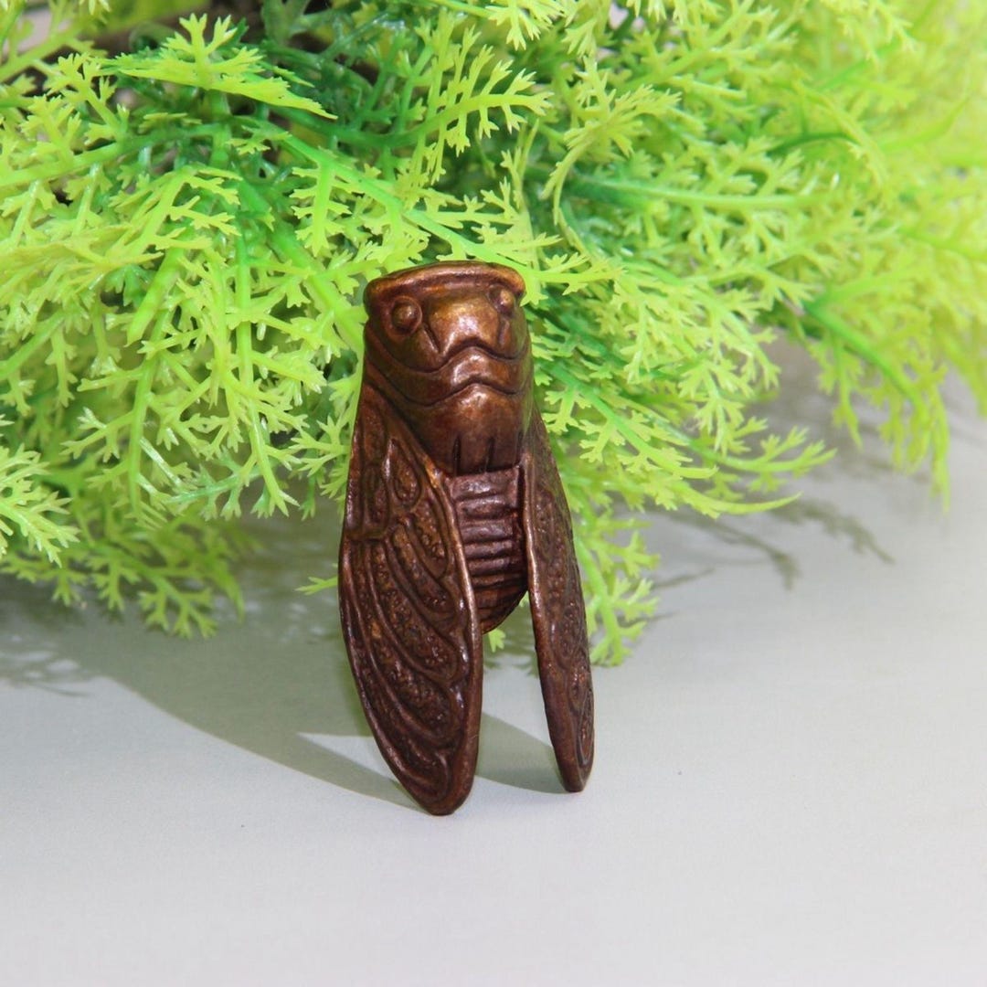 Vintage Bronze Handmade Cicada Figurine – Tea Pet Statue – Traditional ...