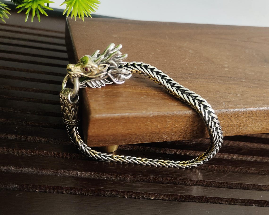 Exquisite Cupronickel Carved Dragon Bracelet - Etsy