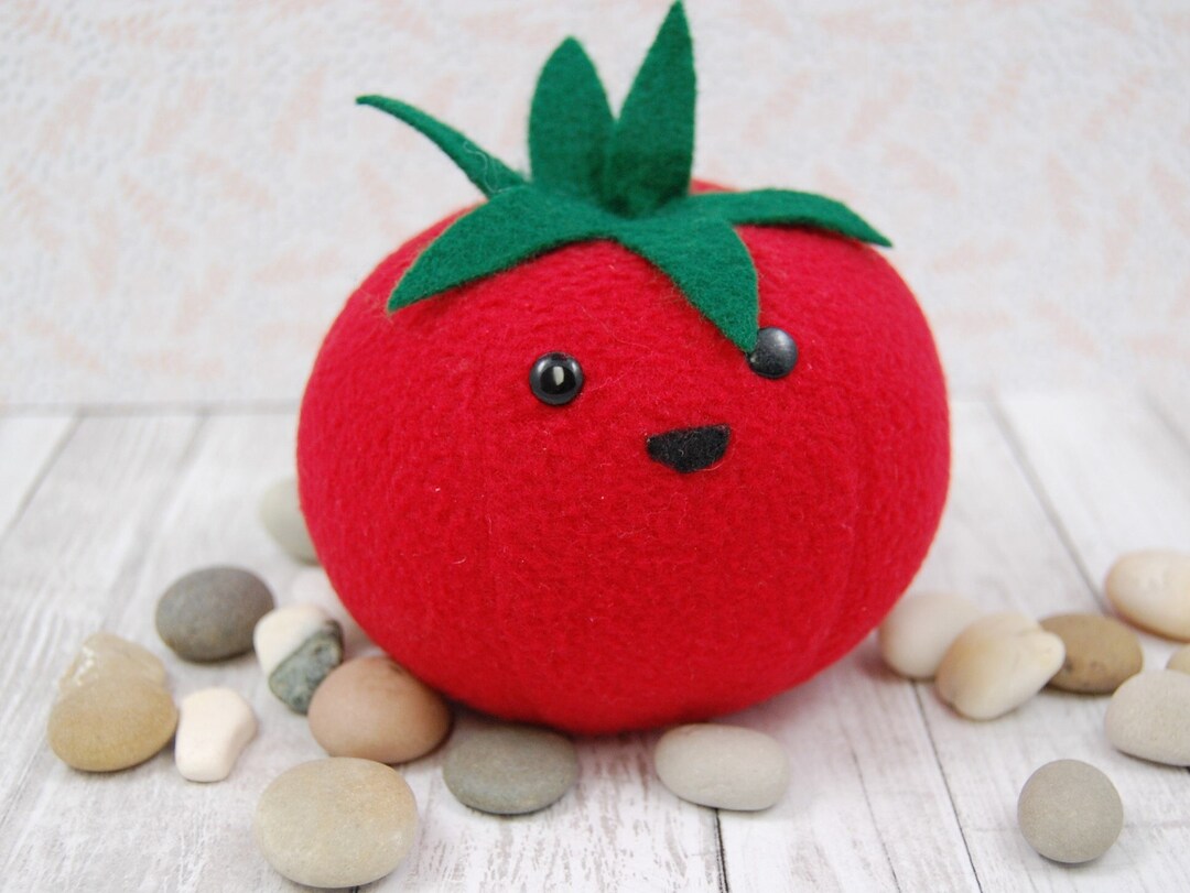 Tomato Fake Food Plush Vegetable Cute Polar Fleece Stuffed Toy Made in ...