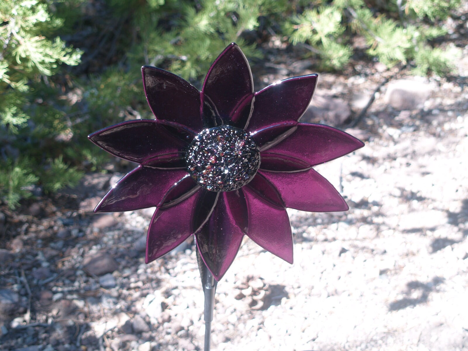 Big and Beautiful Extra Large Glass Flower, Fused Glass, Purple Flower ...