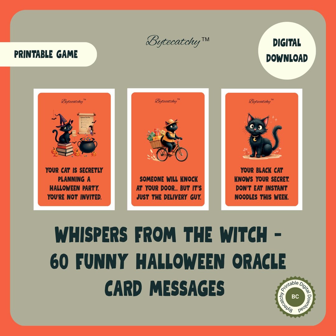 Whispers From the Witch – 60 Funny Halloween Oracle Card Messages - Etsy