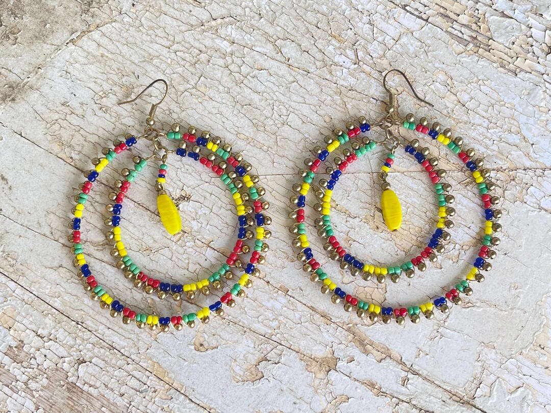 Vintage Three Tiered Hoop Earrings - Etsy
