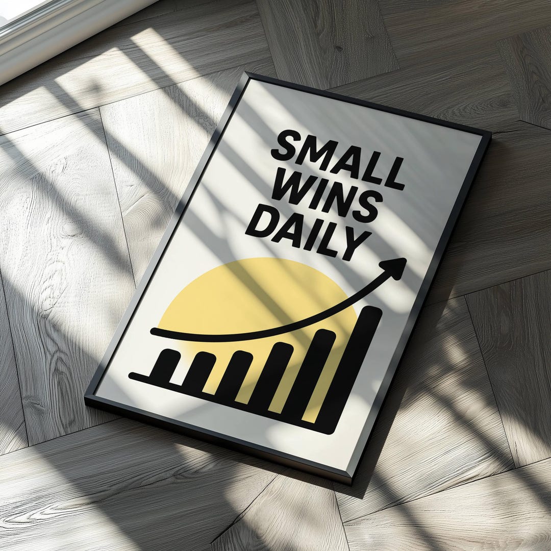 Personal Growth Poster – Small Wins Daily | Modern Yellow Wall Art ...