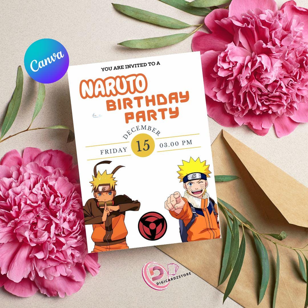 Naruto Birthday Invitation | Editable Canva Template | Digital Download ...