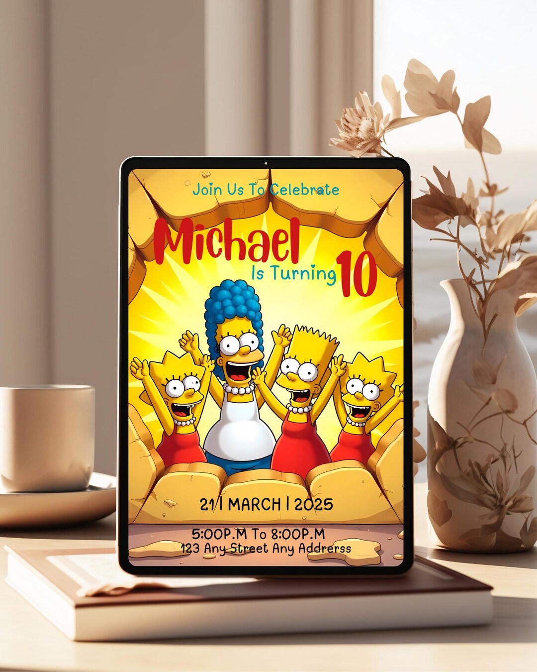 Editable Simpsons Birthday Invitation Template – Cartoon Theme ...