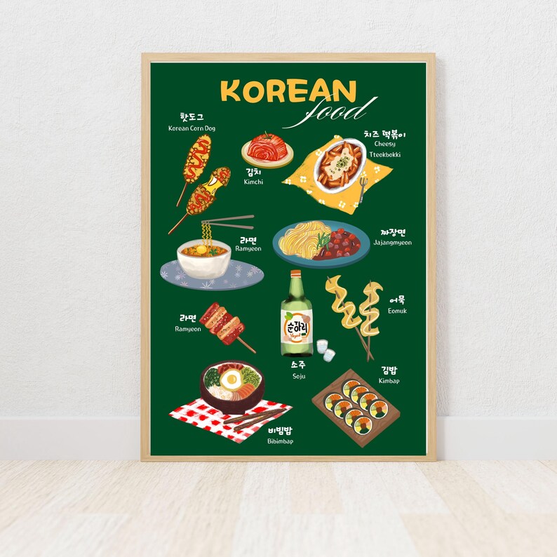 Printable Korean Food Poster | Korean Cuisine | Korean Food | Home ...