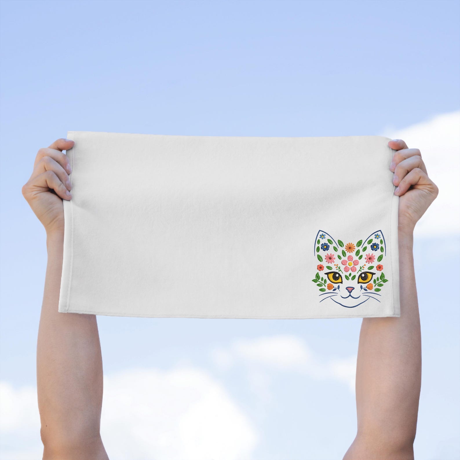 Floral Cat Machine Embroidery Design, Botanical Kitty Embroidery ...