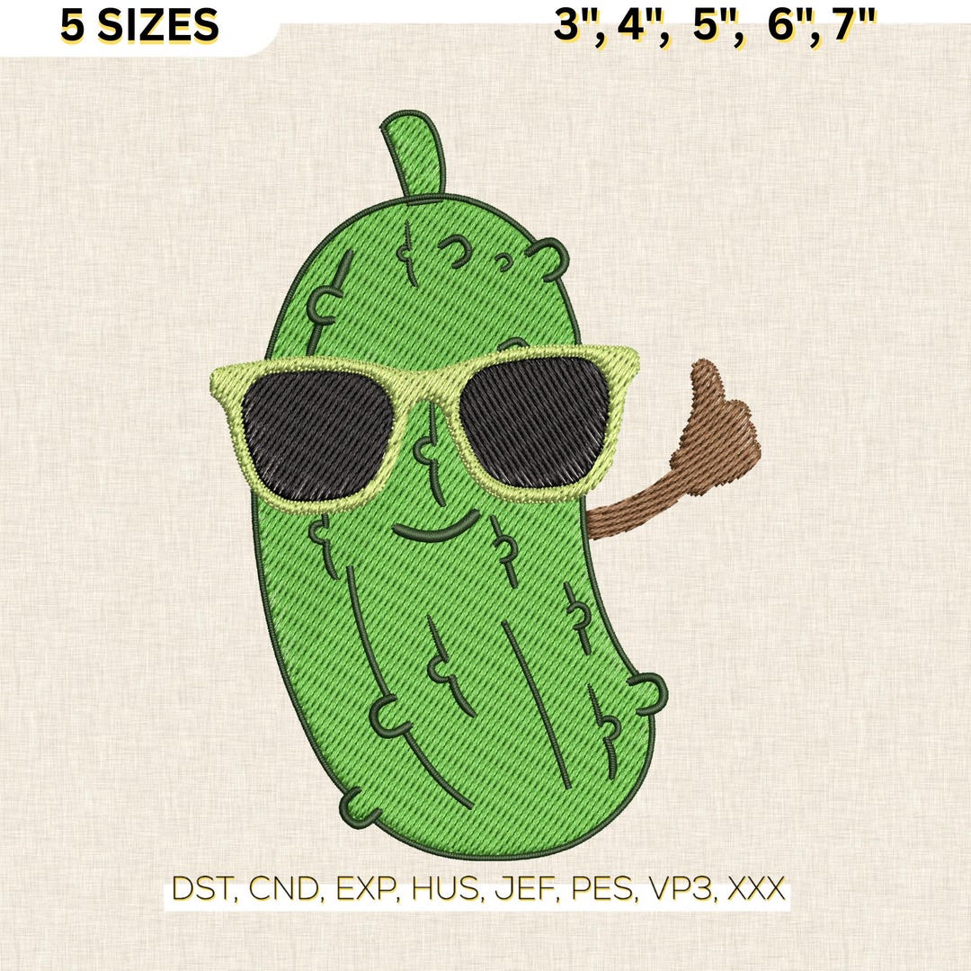 Pickle Embroidery Design: Sunglasses Funny Vegetable Machine Embroidery ...