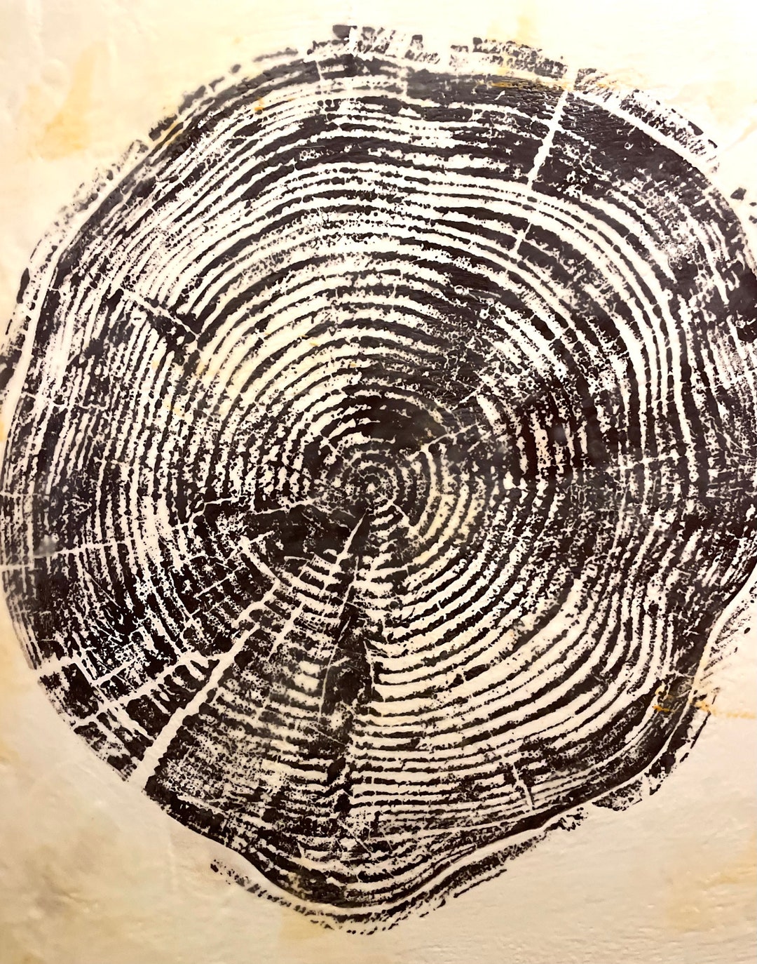 Tree Ring-monoprint and Encaustic(sepia) - Etsy