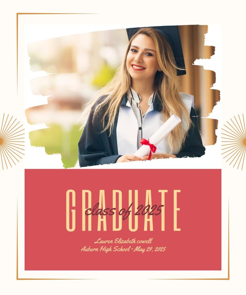 Editable Graduation Card Template | Class of 2025 Digital Download ...