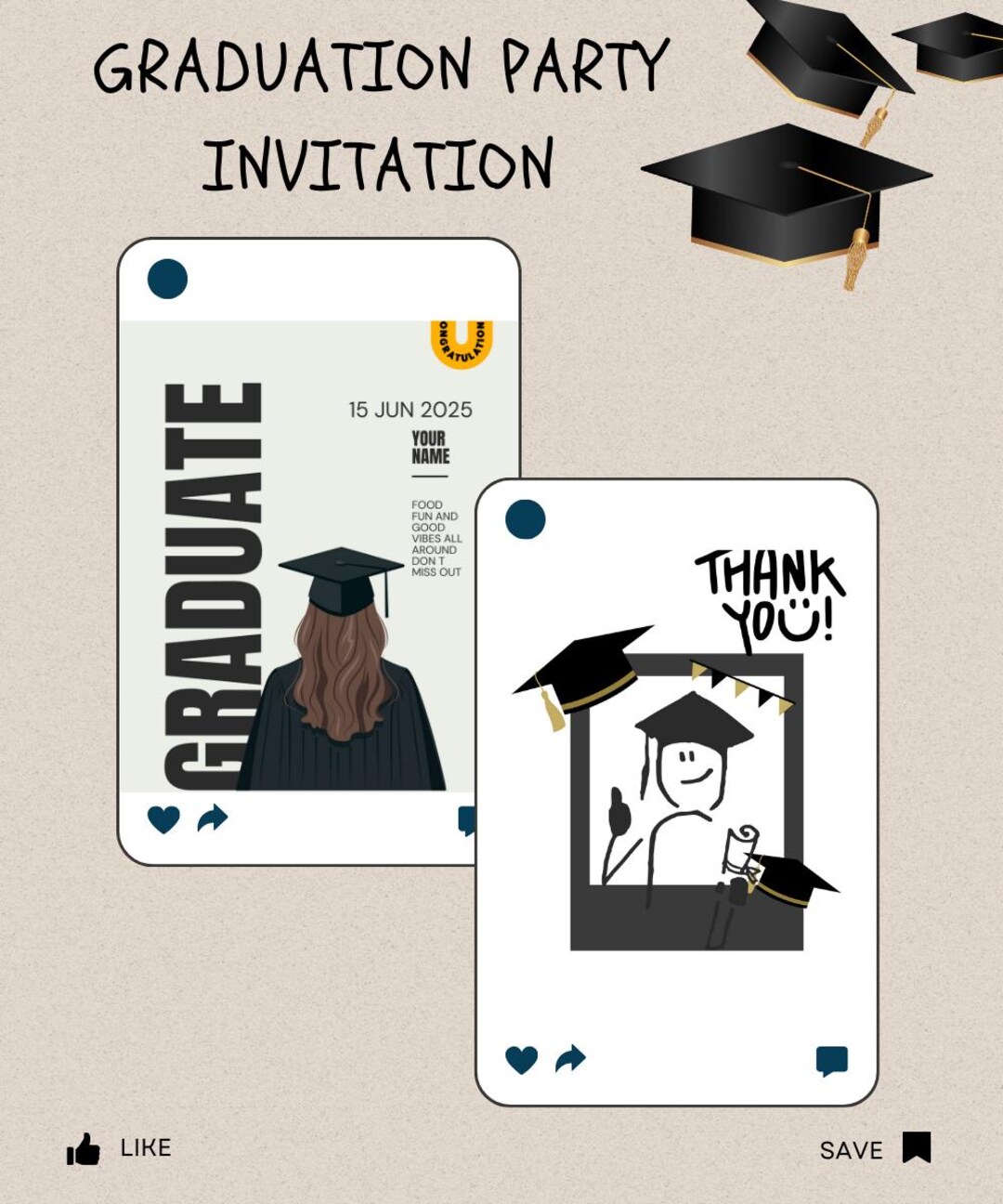 Class of 2026 Graduation Invitation Template, Photo Collage (digital ...
