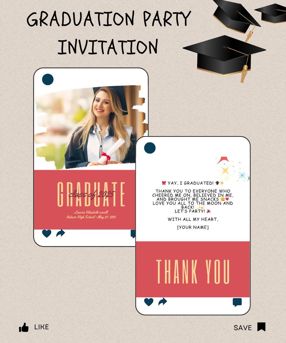 Editable Graduation Card Template | Class of 2025 Digital Download ...