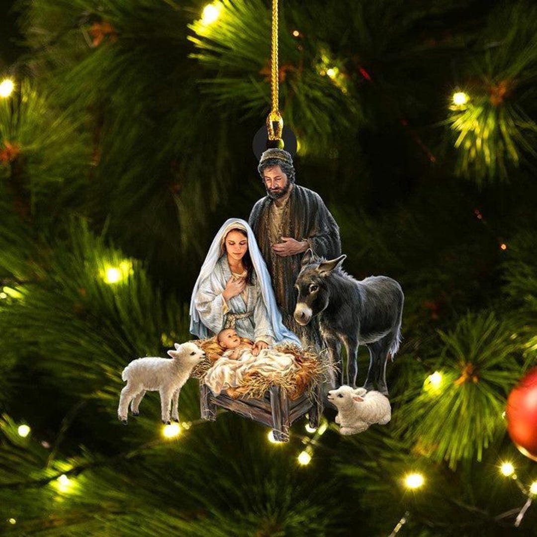 Nativity of Jesus Custom Shaped 2D Flat Acrylic Ornamment Christmas for ...