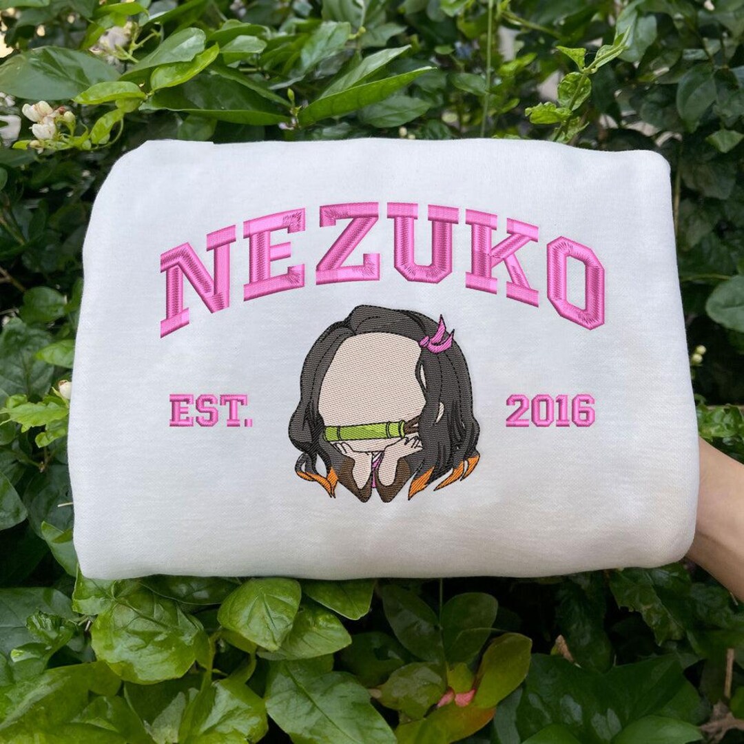 Nezuko Kamado Embroidered Sweatshirt, Demon Slayer Anime Crewneck ...