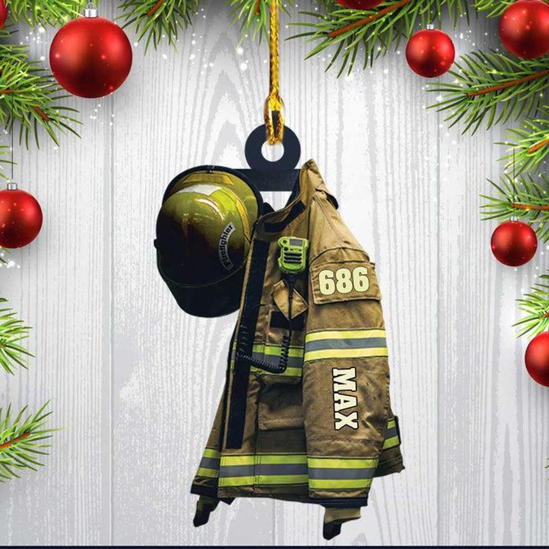 Personalized Firefighter Ornament, Custom Firefighter Uniform & Hat 2D ...
