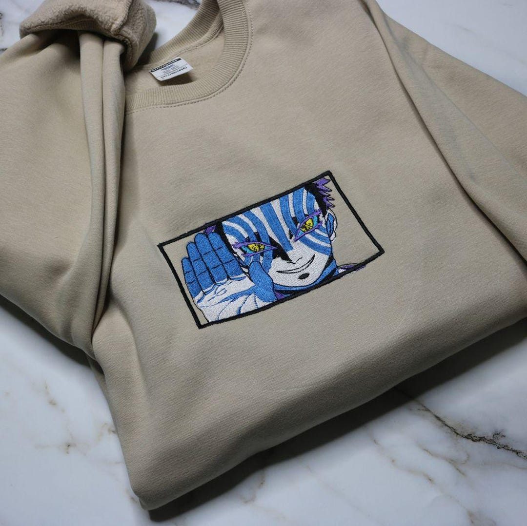 Akaza Embroidered Sweatshirt, Upper Moon 3 Demon Slayer Crewneck ...
