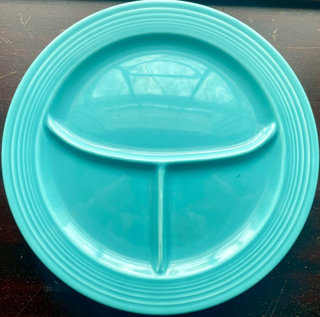Rare Fiestaware Divided Plate From the 40's in Turquoise A - Etsy