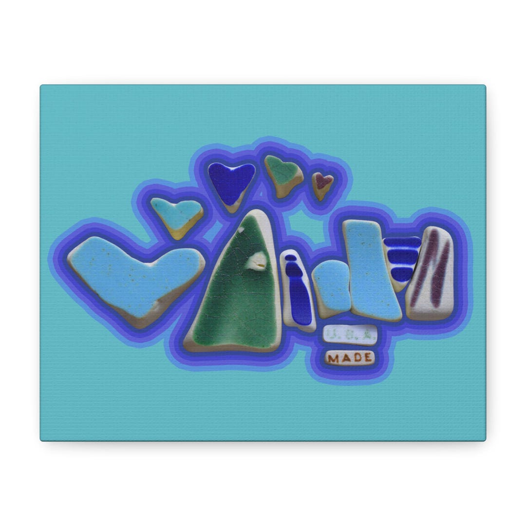 Aiden in Blue Name Art Aiden Wall Art Nursery Decor Vintage Fiesta ...