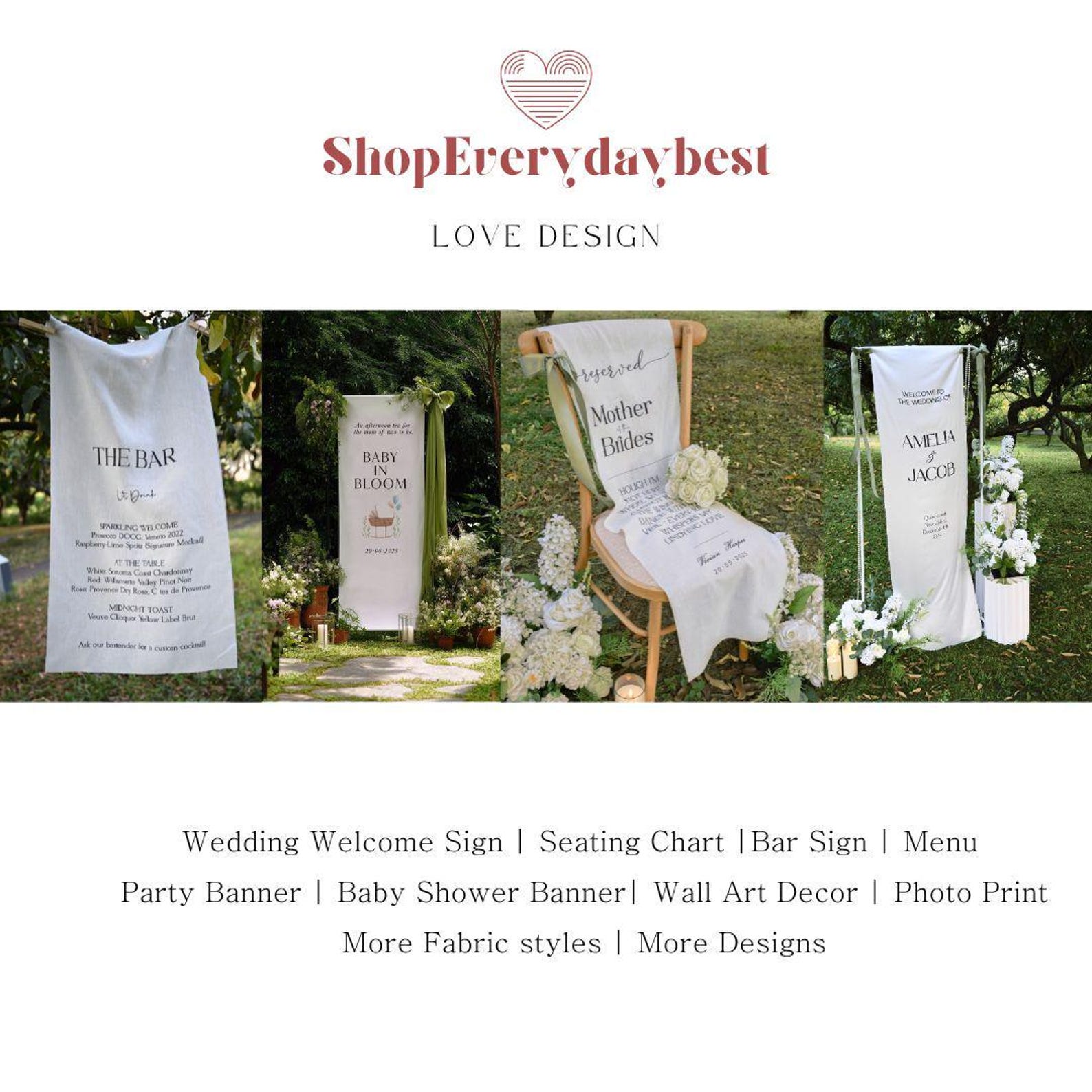 Welcome Fabric Sign, Sheer Sign, Personalized Wedding Welcome Sign ...