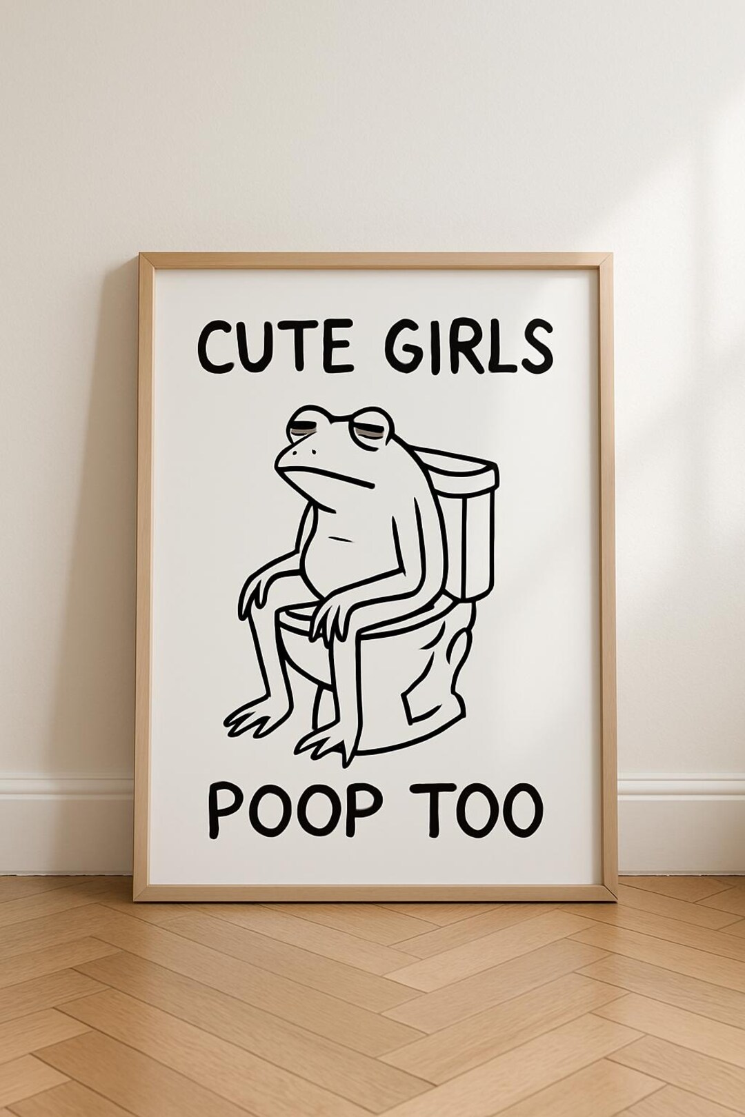 Funny Bathroom Wall Art Printable, Cute Frog Bathroom Decor, Cute Girls ...