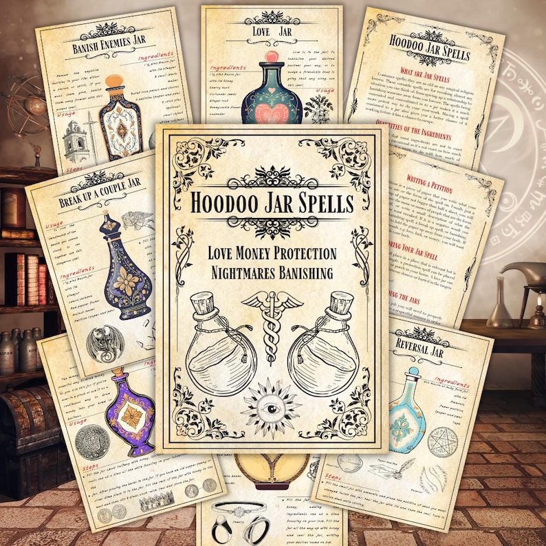 13 Hoodoo Jar Spells, Witchcraft, Book of Shadows, Grimoire Pages ...
