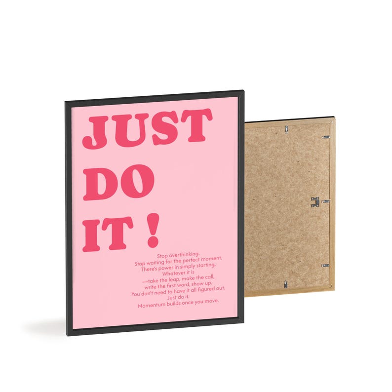 Just Do It Motivational Quote Poster With Wooden Frame, Inspirational ...