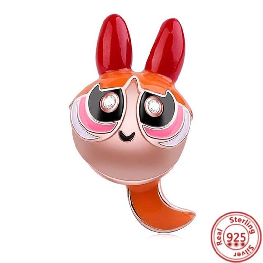 Blossom the Powerpuff Girls Charm 925 Sterling Silver Charm - Etsy