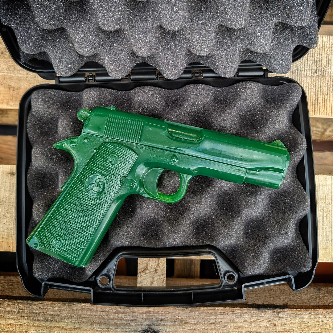 SOAP GUN With Case - Full Size Detailed 3D Replica .45 1911 Soap Pistol ...