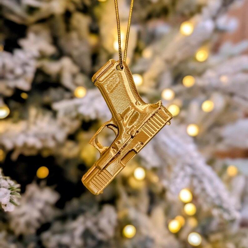 Golden Gun Ornament - Gun Christmas Tree Ornament - Etsy